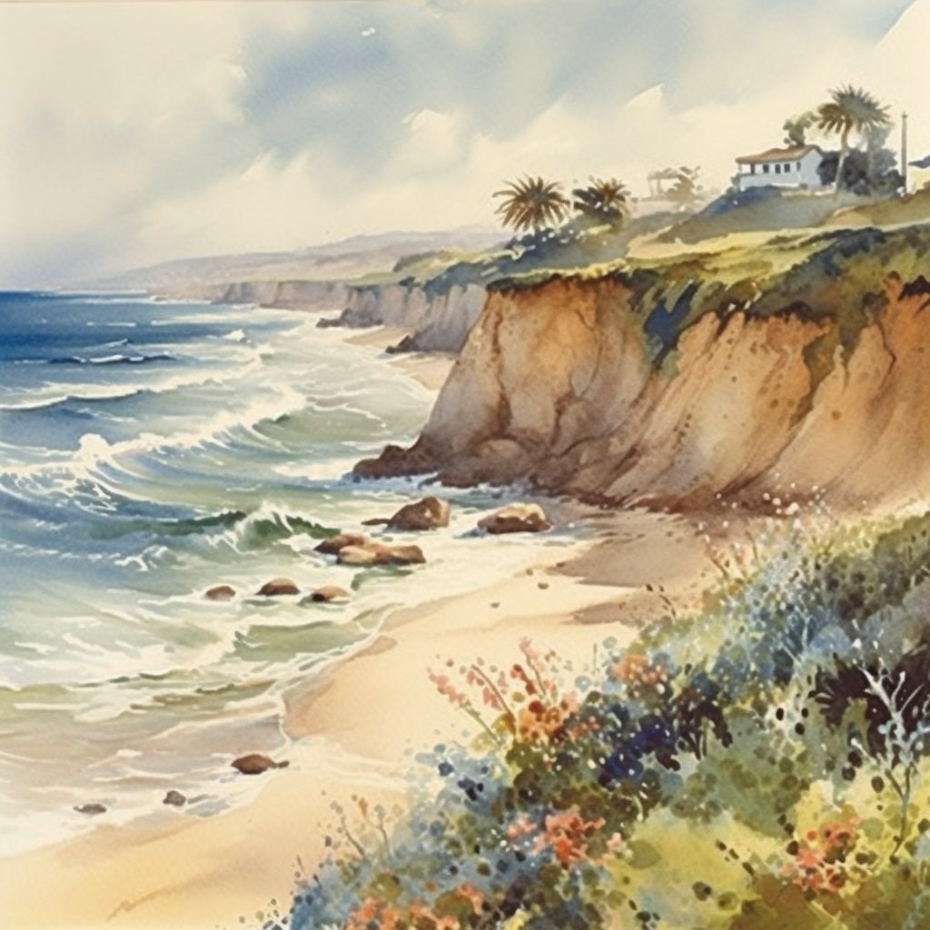 Watercolor Beach Digital Paper Pack Seascape Printable Scrapbooking ...