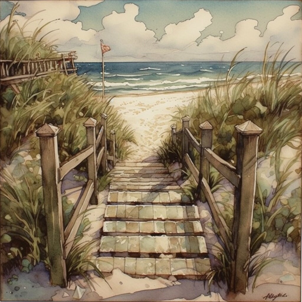 Watercolor Beach Digital Paper Pack Seascape Printable Scrapbooking ...