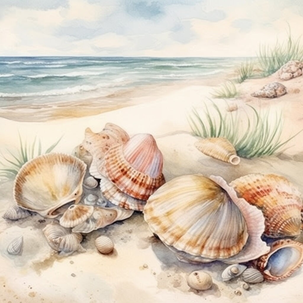 Watercolor Beach Digital Paper Pack Seascape Printable Scrapbooking ...