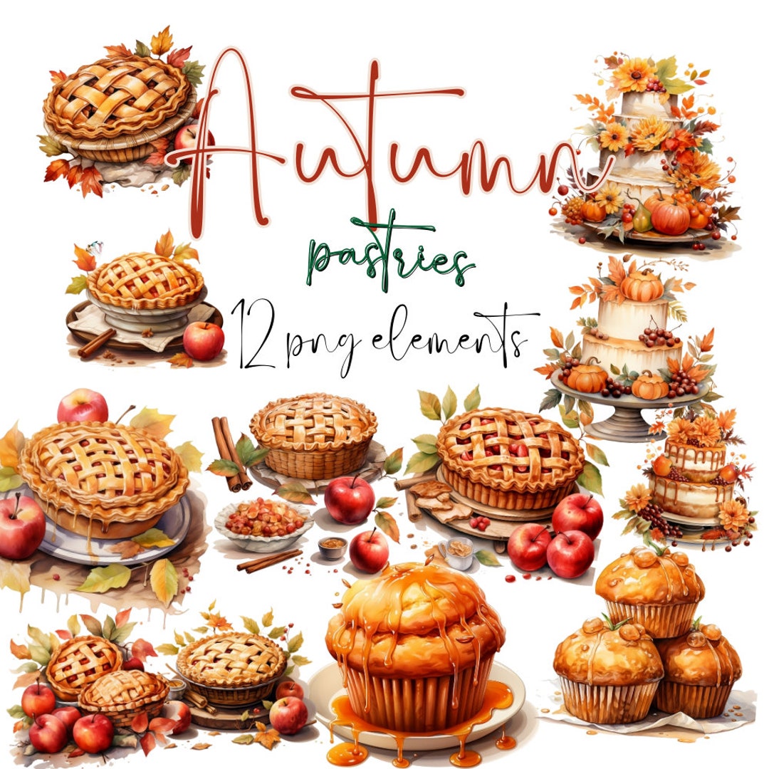 Watercolor Digital Paper Autumn Pastries 01 - Etsy