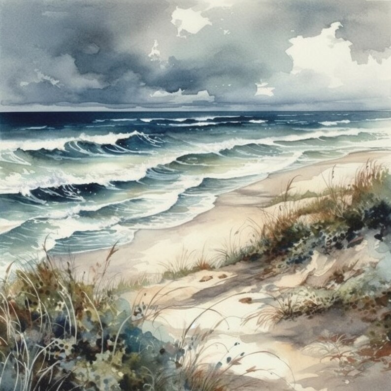 Watercolor Beach Digital Paper Pack Seascape Printable Scrapbooking ...