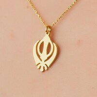 Khanda 18k Silver Necklace and Ring Set - Etsy
