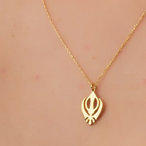 Gold Vermeil Khanda Necklace, Religious Protection Charm Necklace ...