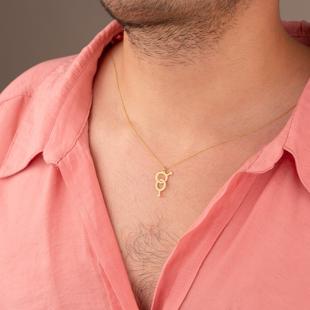 Gay Symbol Necklace, Valentine Gift, Interlocking Double Mars Necklace ...