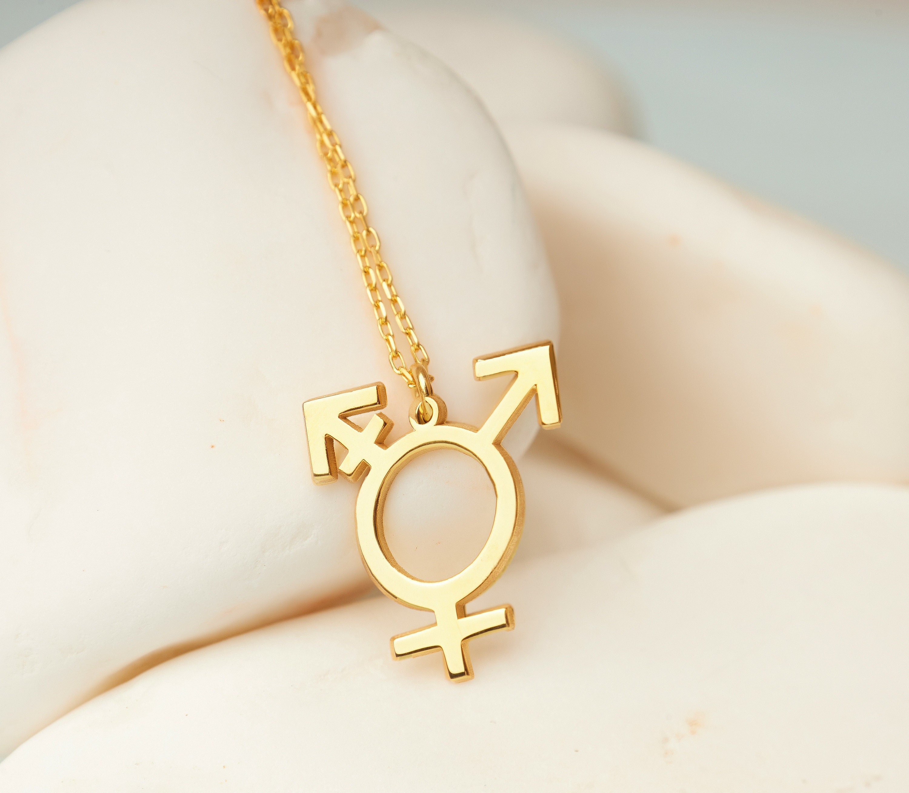 14K Transgender Symbol Necklace, LGBTQ Pride Jewelry - Etsy