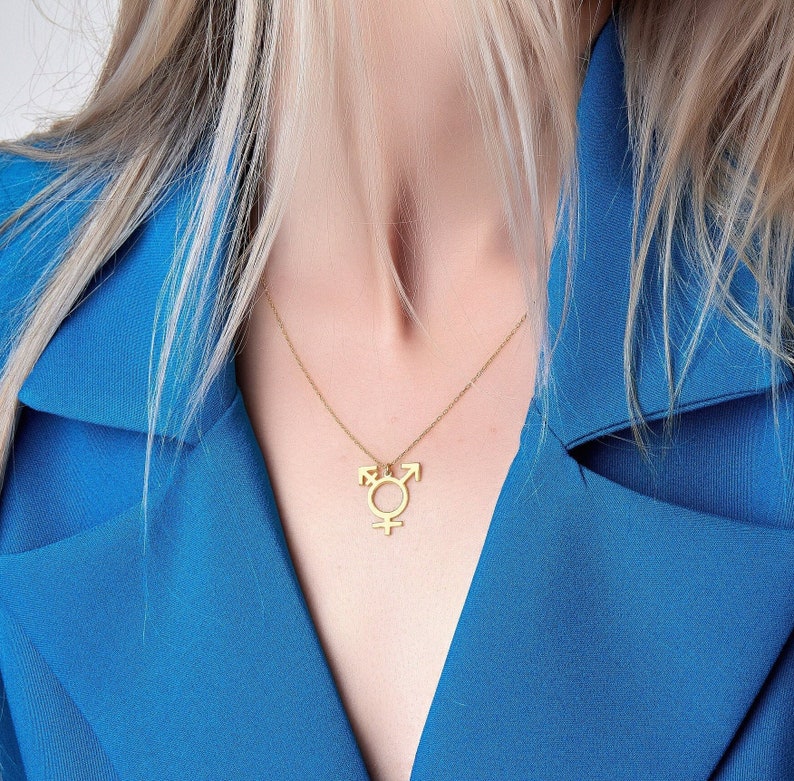 Transgender Symbol Necklace, Gift for Them, Trans Pride Necklace, LGBT ...