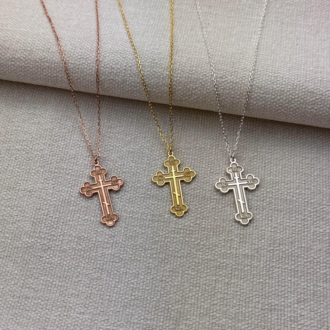 Orthodox Baptism Cross IC XC NIKA Necklace Greek Christening Gift for ...