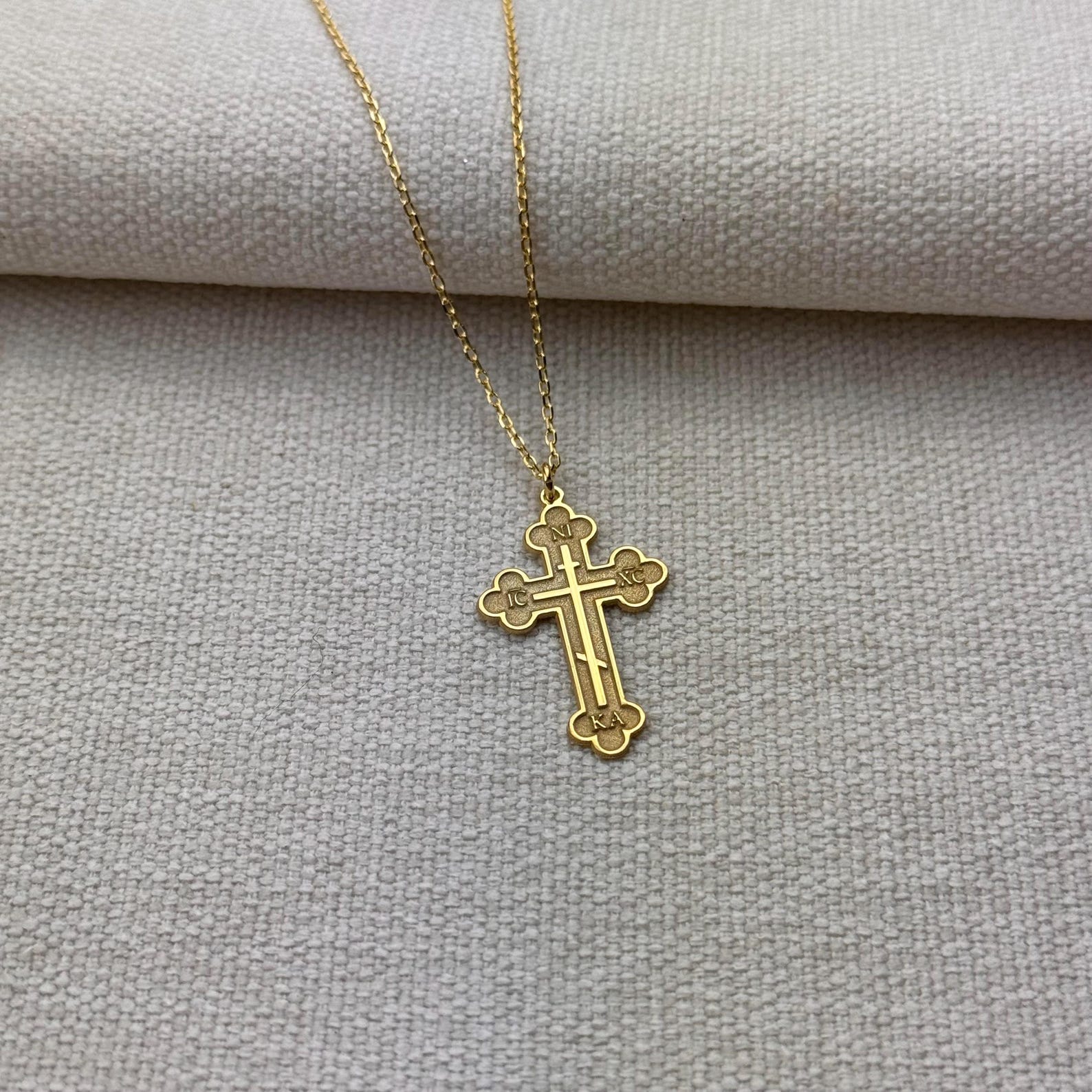 Orthodox Baptism Cross IC XC NIKA Necklace Greek Christening Gift for ...