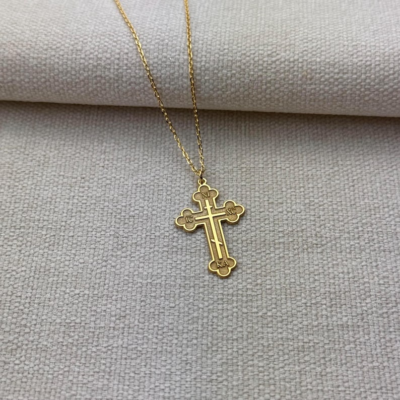 Greek Orthodox Baptismal Cross IC XC NIKA Cross Necklace Orthodox Baby ...