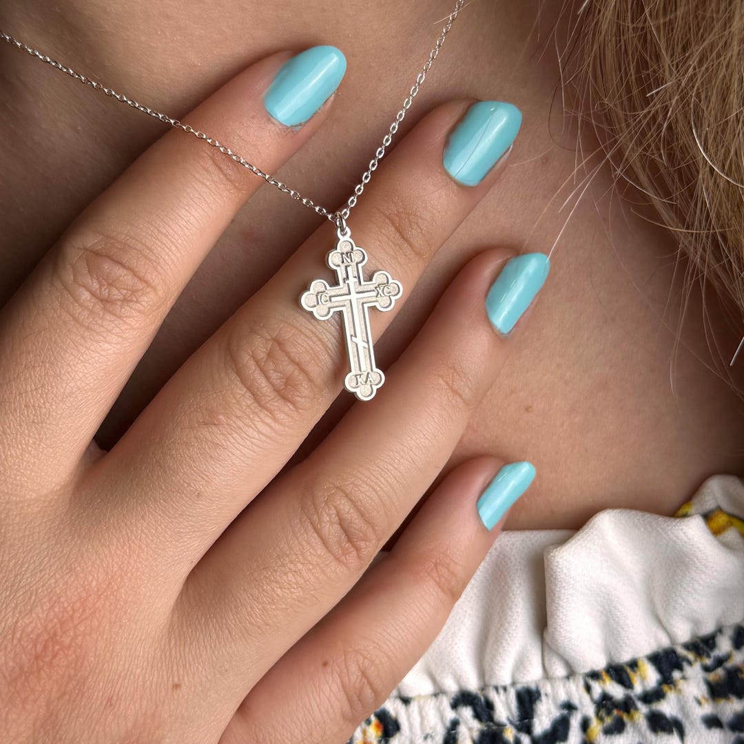 Greek Orthodox Baptismal Cross IC XC NIKA Cross Necklace Orthodox Baby ...