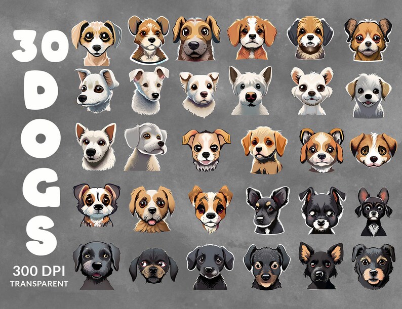 30 Dogs Clipart Bundle , Dogs Clipart , Puppy Clipart , Dog Png , Puppy ...