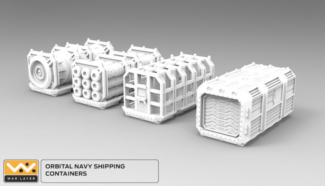 3D Printed Sci-fi Shipping Containers for Tabletop Wargaming Set of 4 ...