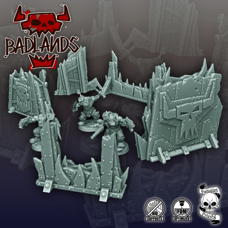 Ork Wargame Terrain 40k Barricades 3D Printed Highly Detailed Orcish ...