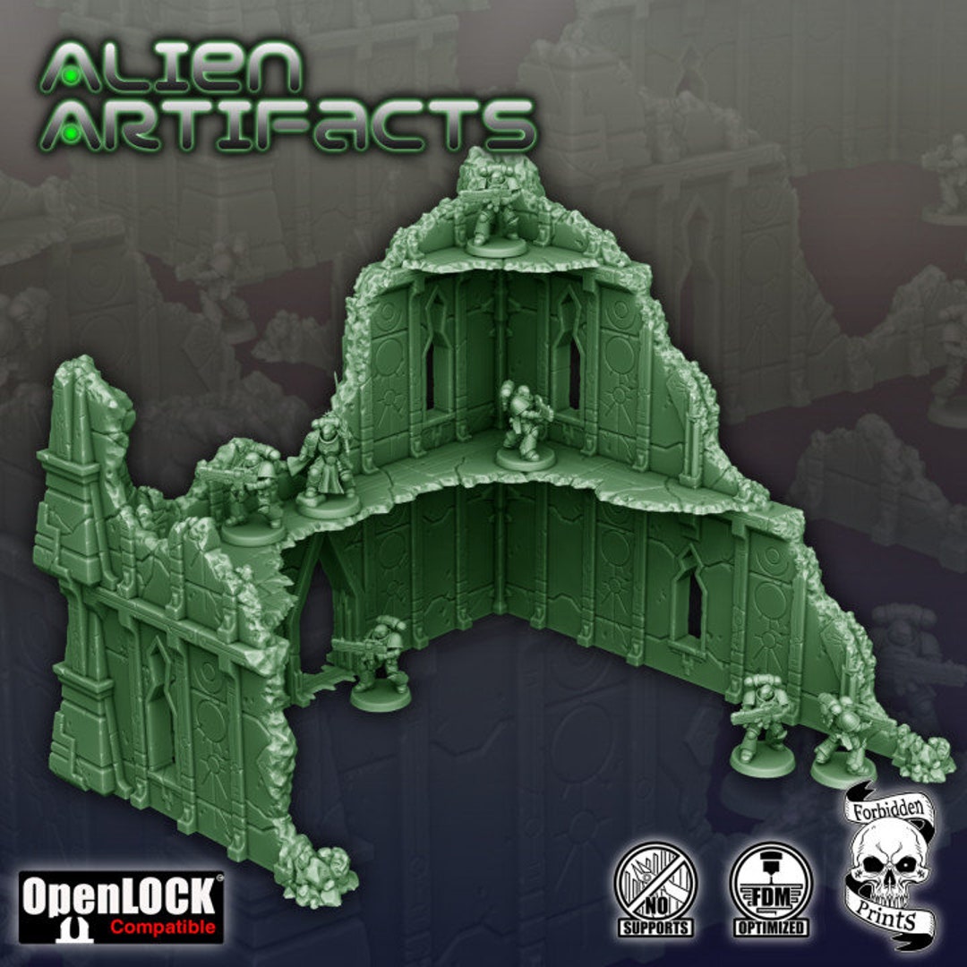 Xenos Alien Sci-fi Ruins - Set B - 3D Printed Sci-fi Miniature Tabletop ...
