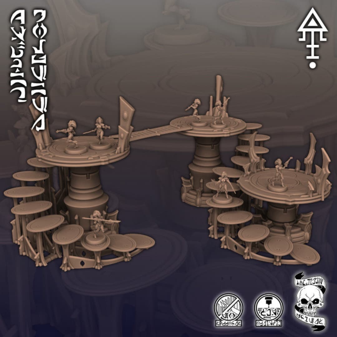 Space Elf Terrain - Bundle - Miniature Sci-fi Warzone Decor for War ...
