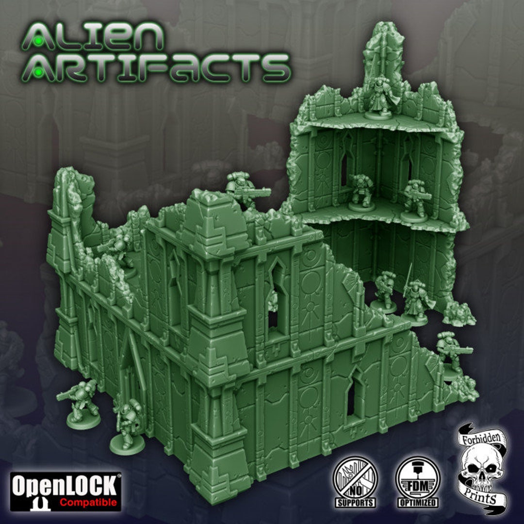 Xenos Alien Sci-fi Ruins - 3D Printed Sci-fi Miniature Tabletop Terrain ...