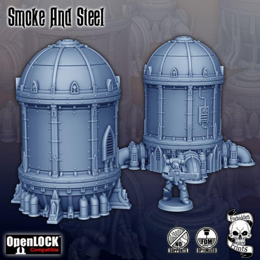 Grimdark 40k Terrain Silos - Medium -detailed Tabletop Scenery for Wargames - Miniature Model ...