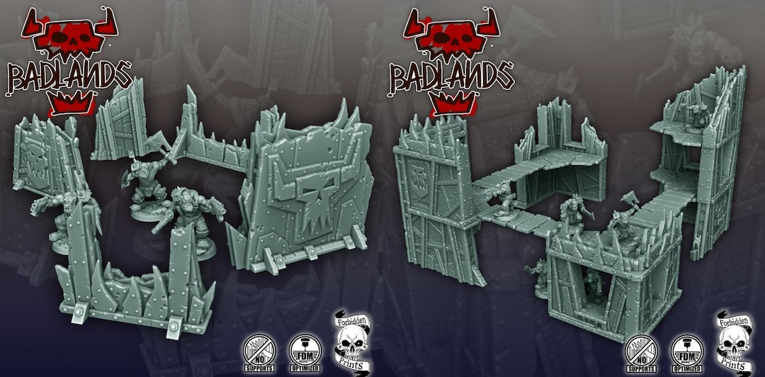 Ork Wargame Terrain 40k - Outpost & Barricades Bundle- 3D Printed ...