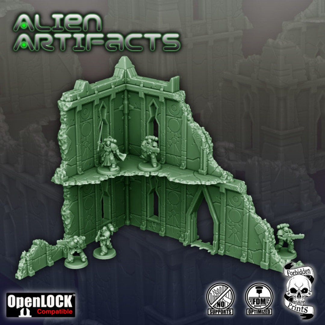 Xenos Alien Sci-fi Ruins - Corner 2 - 3D Printed Sci-fi Miniature ...