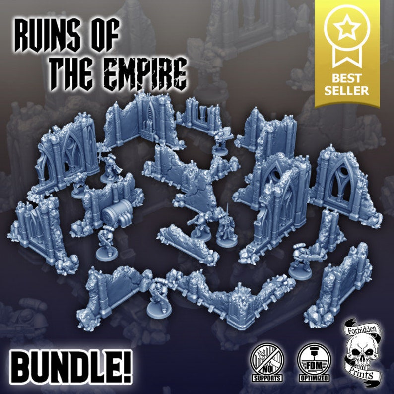 Grimdark Wargame Terrain Gothic Ruins Terrain Set for Wargaming 3D ...