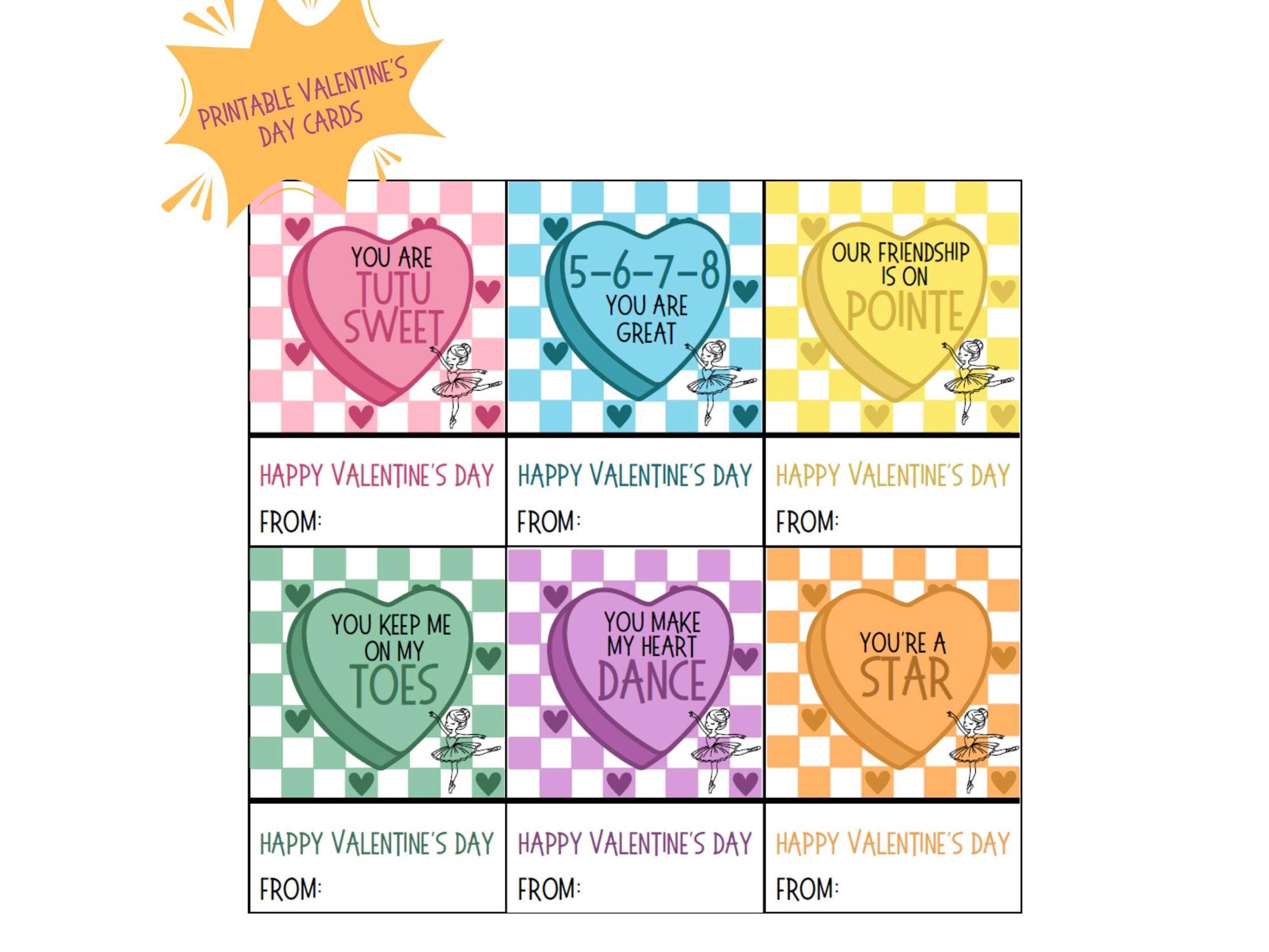 Dance Valentine’s Day Cards Dancer Valentine’s Day Ballerina Valentine ...