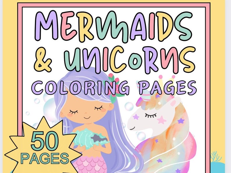Mermaid Coloring Pages Unicorn Coloring Pages Mermaid Unicorn Coloring ...