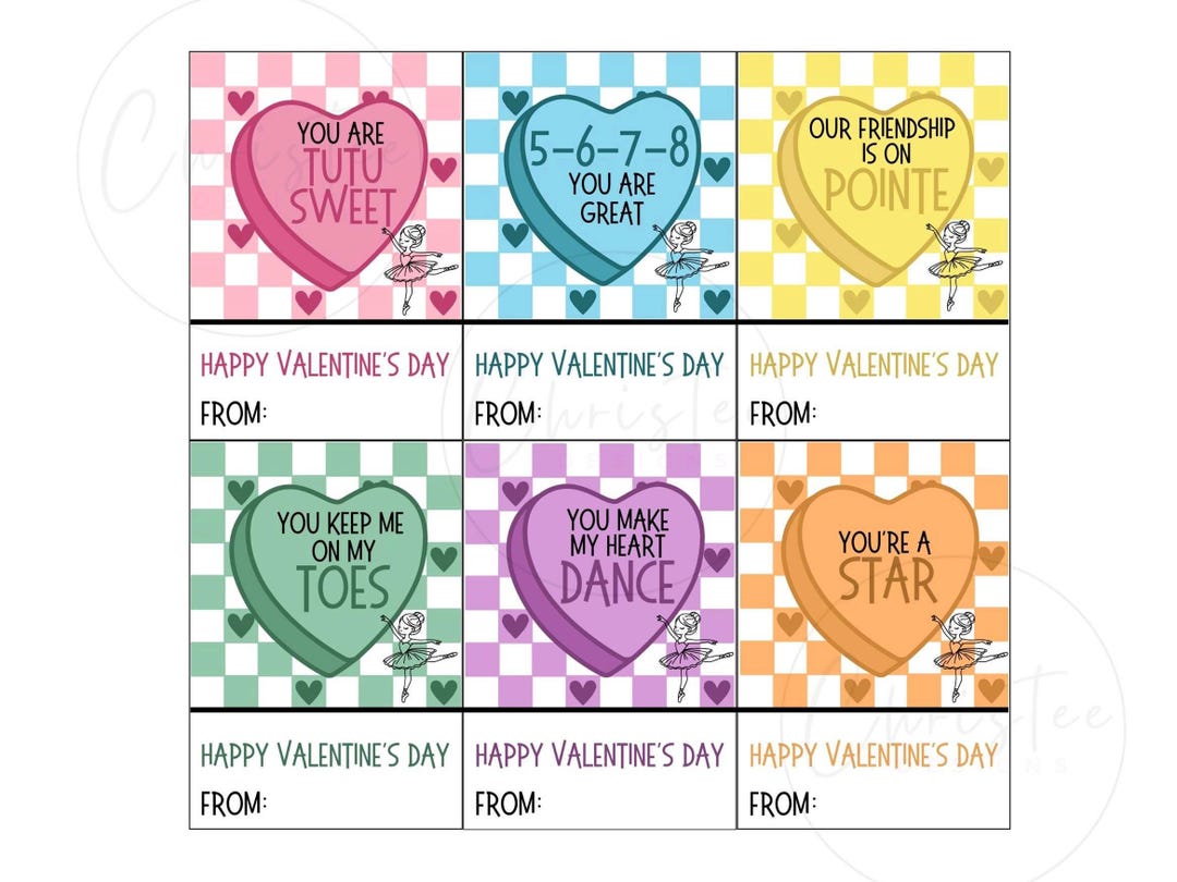 Dance Valentine’s Day Cards Dancer Valentine’s Day Ballerina Valentine ...