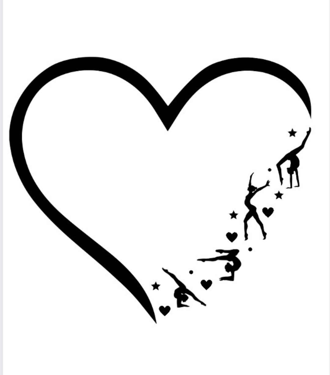 Gymnast SVG PNG Heart Dance Svg Png Outline Dancer Svg Png Gymnastics ...