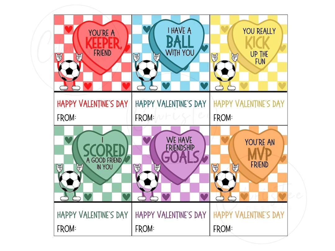 Soccer Valentine’s Day Cards Soccer Valentines Day Soccer Printable ...