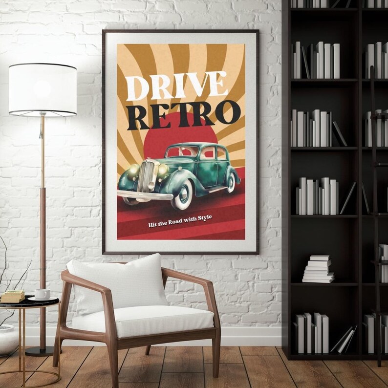 Retro Car Art Print – Vintage Classic Drive Poster for Home Decor ...