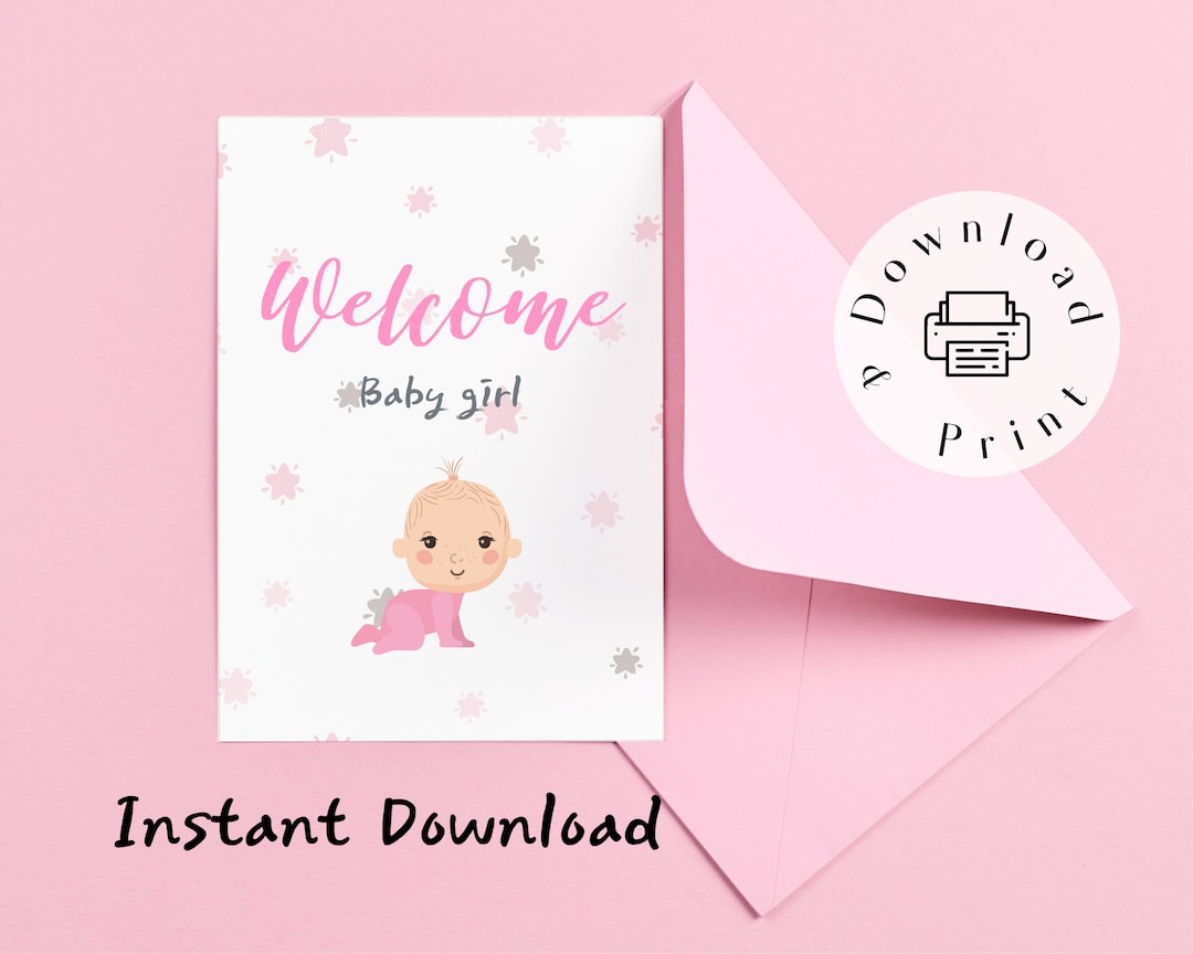 Welcome Baby Printable Card / Instant Download PDF/ PNG / Greeting Card ...