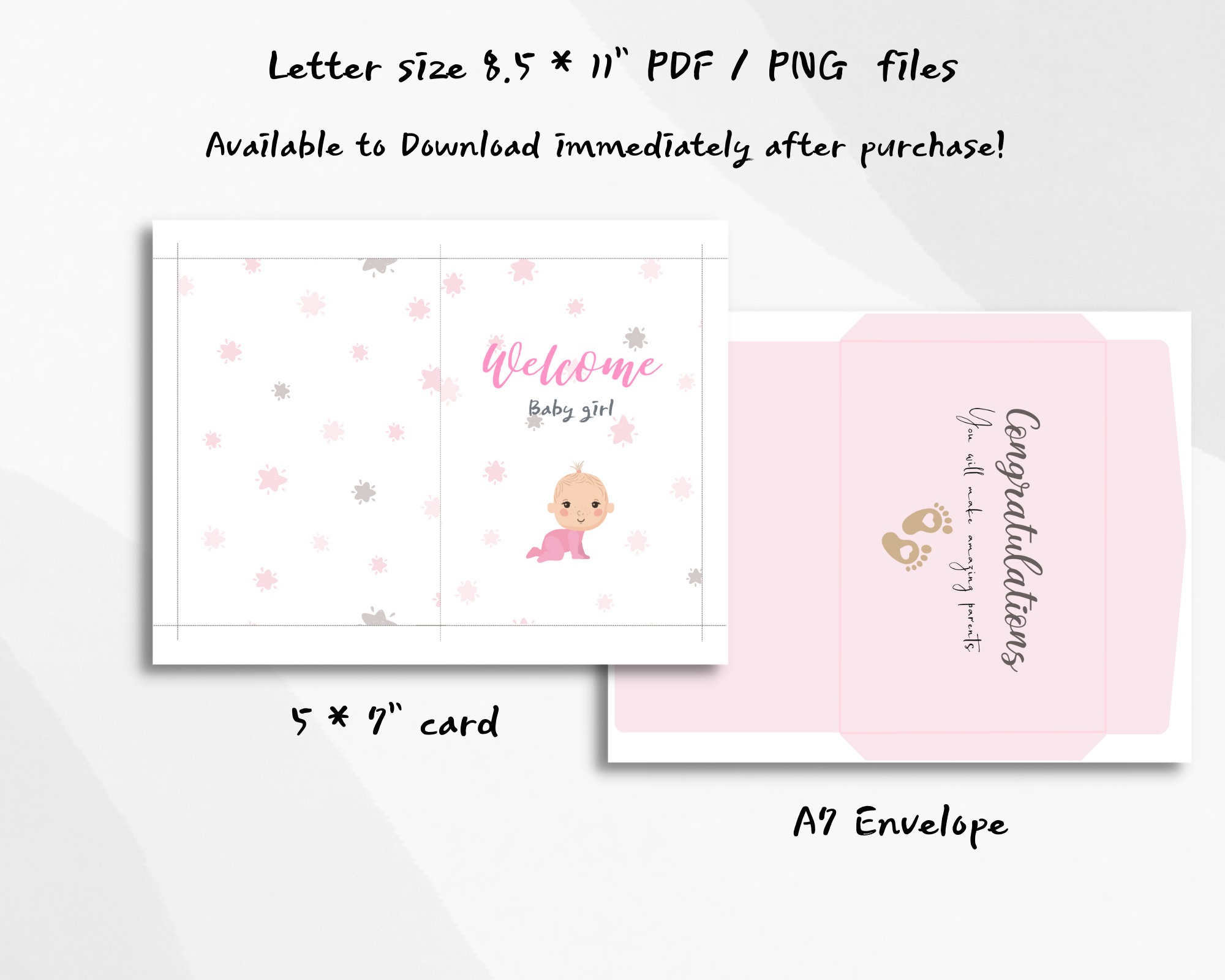 Welcome Baby Printable Card / Instant Download PDF/ PNG / Greeting Card ...