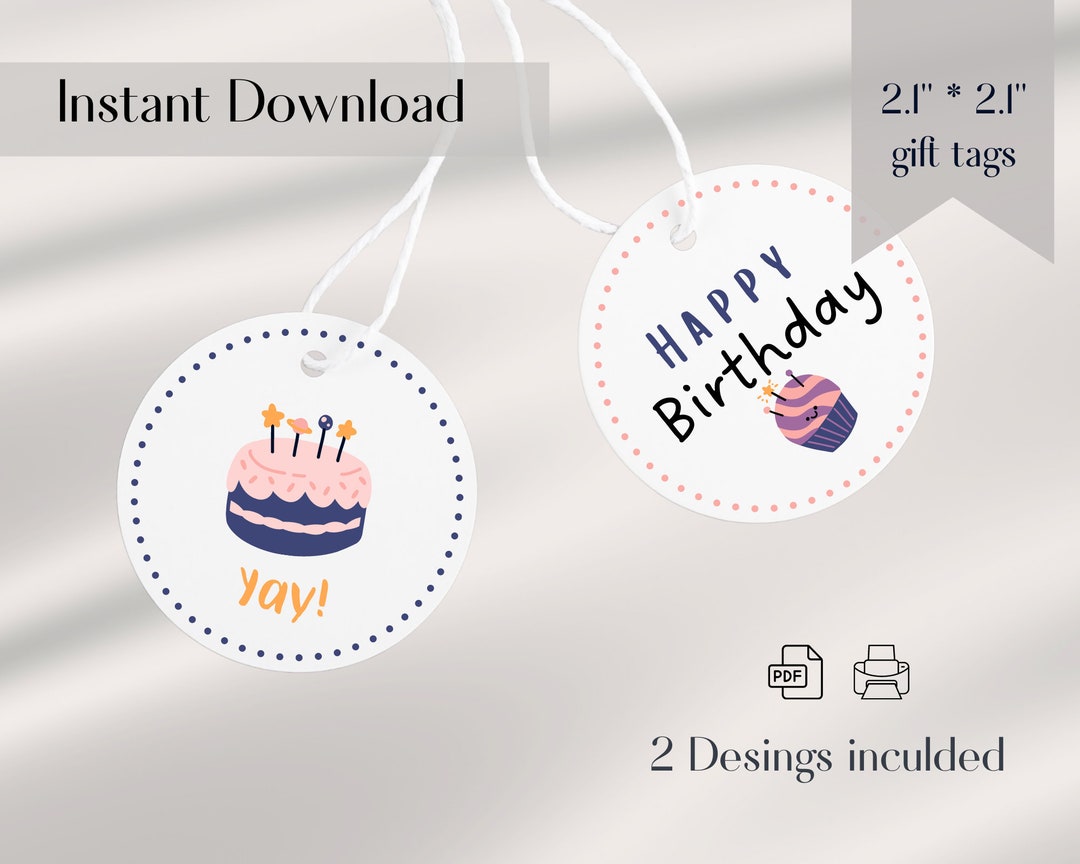 Printable Happy Birthday Gift Tag / Printable Gift Tag /instant ...