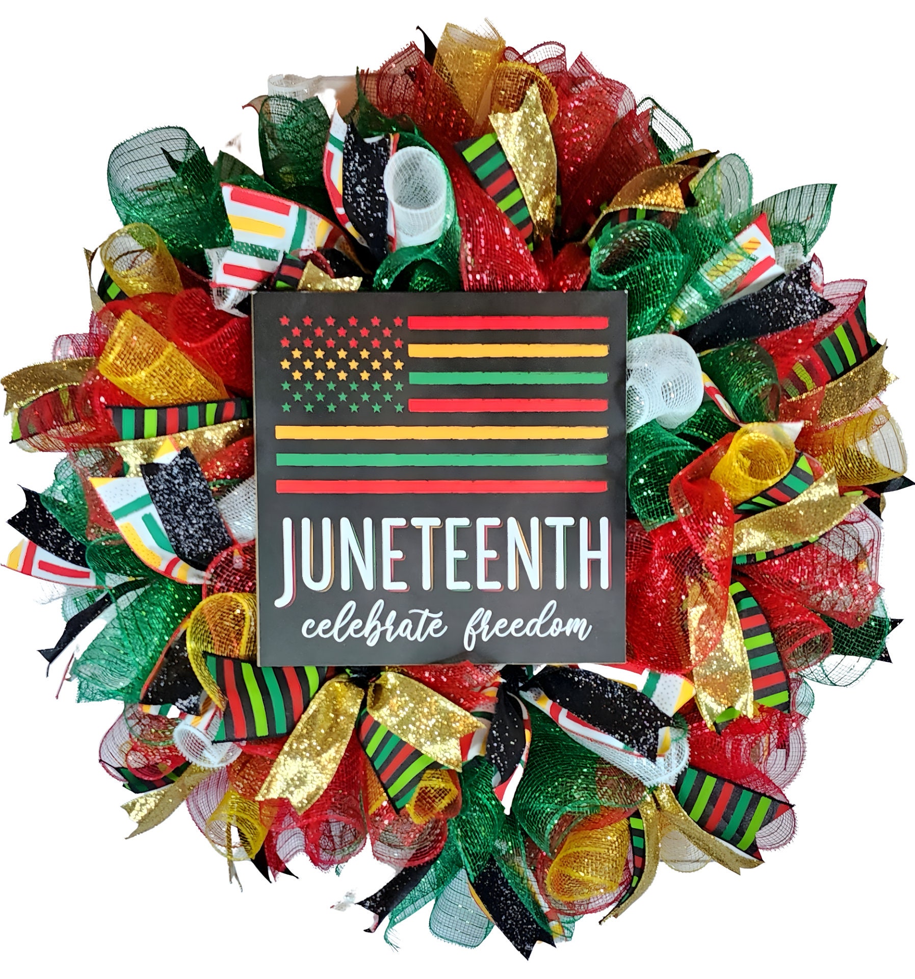 Juneteenth Mesh Wreath Front Door Wreath Juneteenth Decor - Etsy