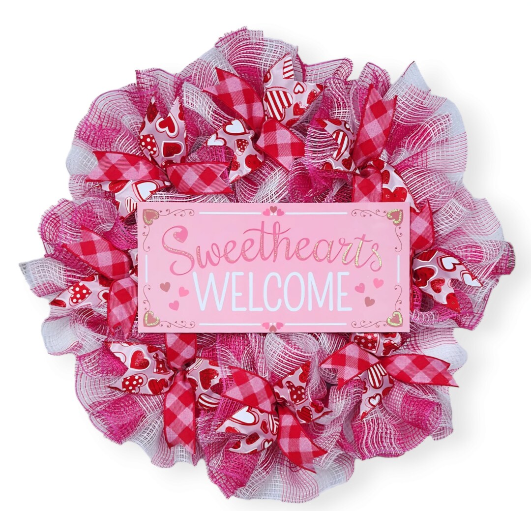 Sweethearts Welcome Valentine's Day Wreath, Sweetheart Wreath ...