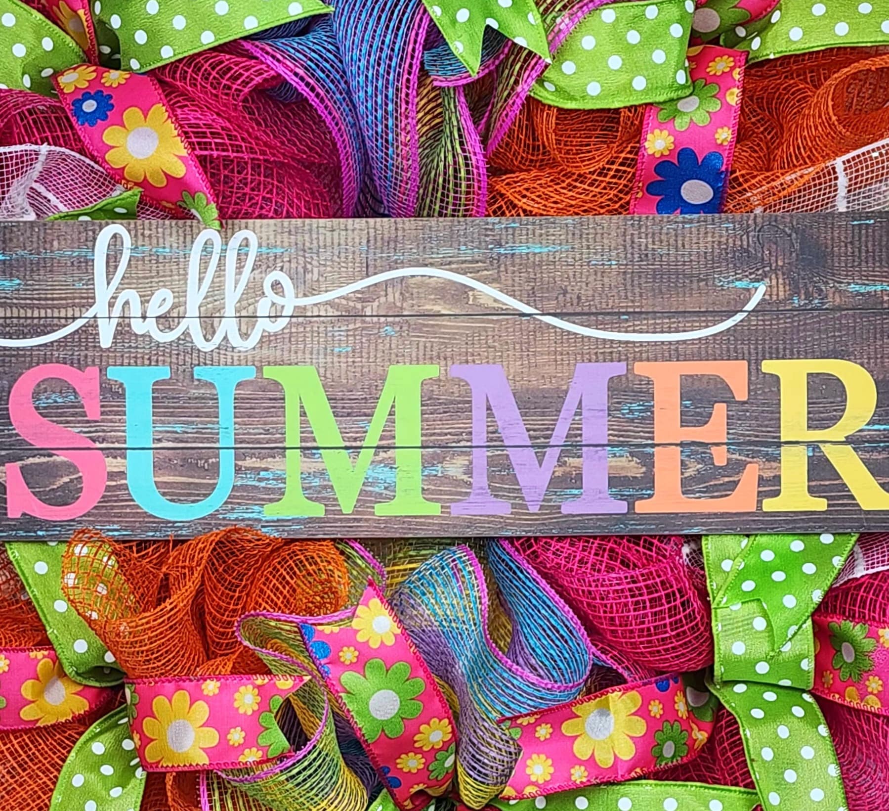 Hello Summer Wreath, Colorful Summer Wreath, Summer Wreath, Summer ...