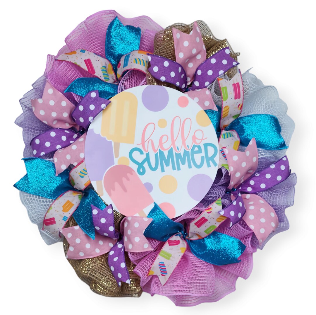 Hello Summer Popsicle Wreath, Summer Front Door Wreath, Summer Decor ...
