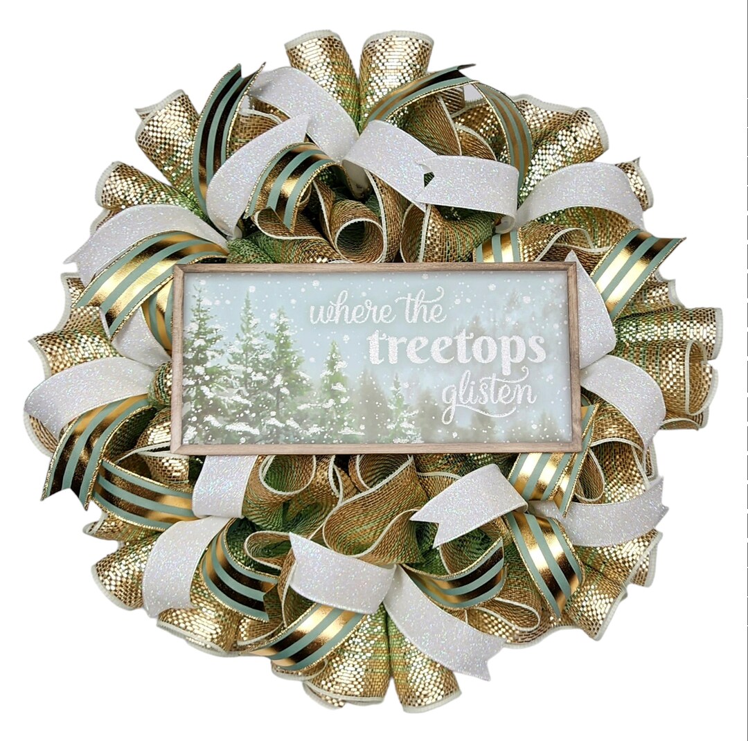 Where the Treetops Glisten Christmas Wreath, Winter Tree Christmas ...