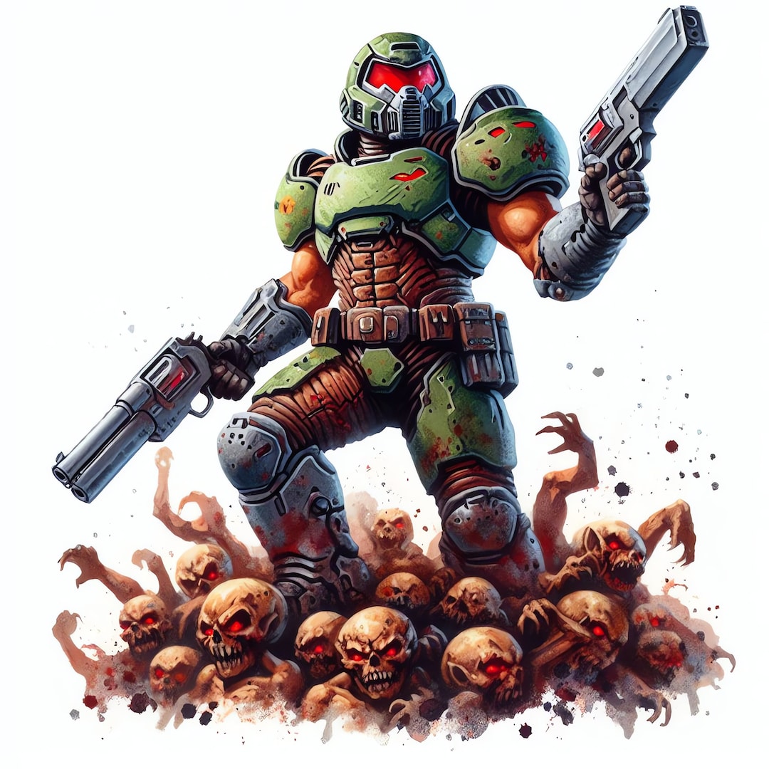 Retro Gaming Doom Slayer PNG Digital Download Game Room Decor, DTG ...