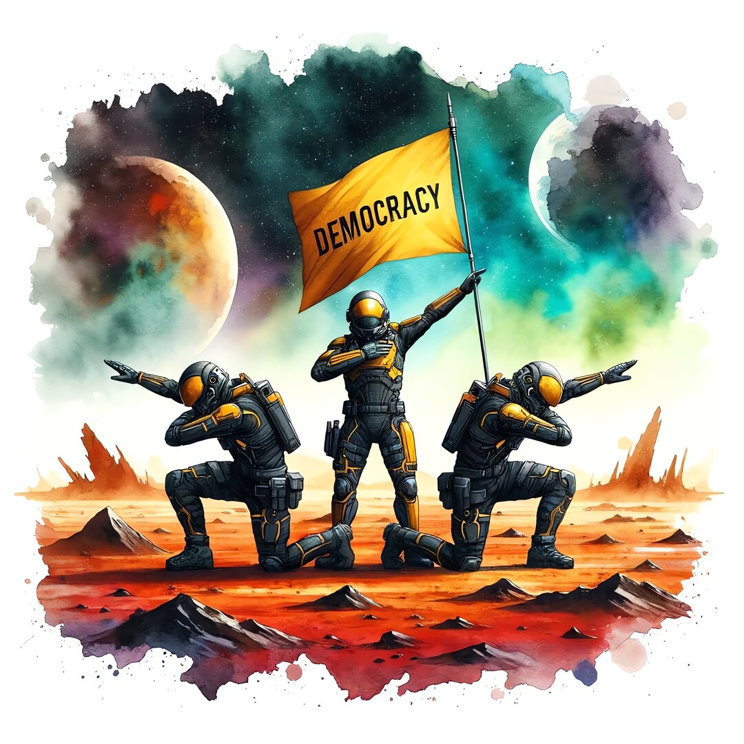 Helldivers Posing for Democracy Watercolor Splash PNG Digital Download ...