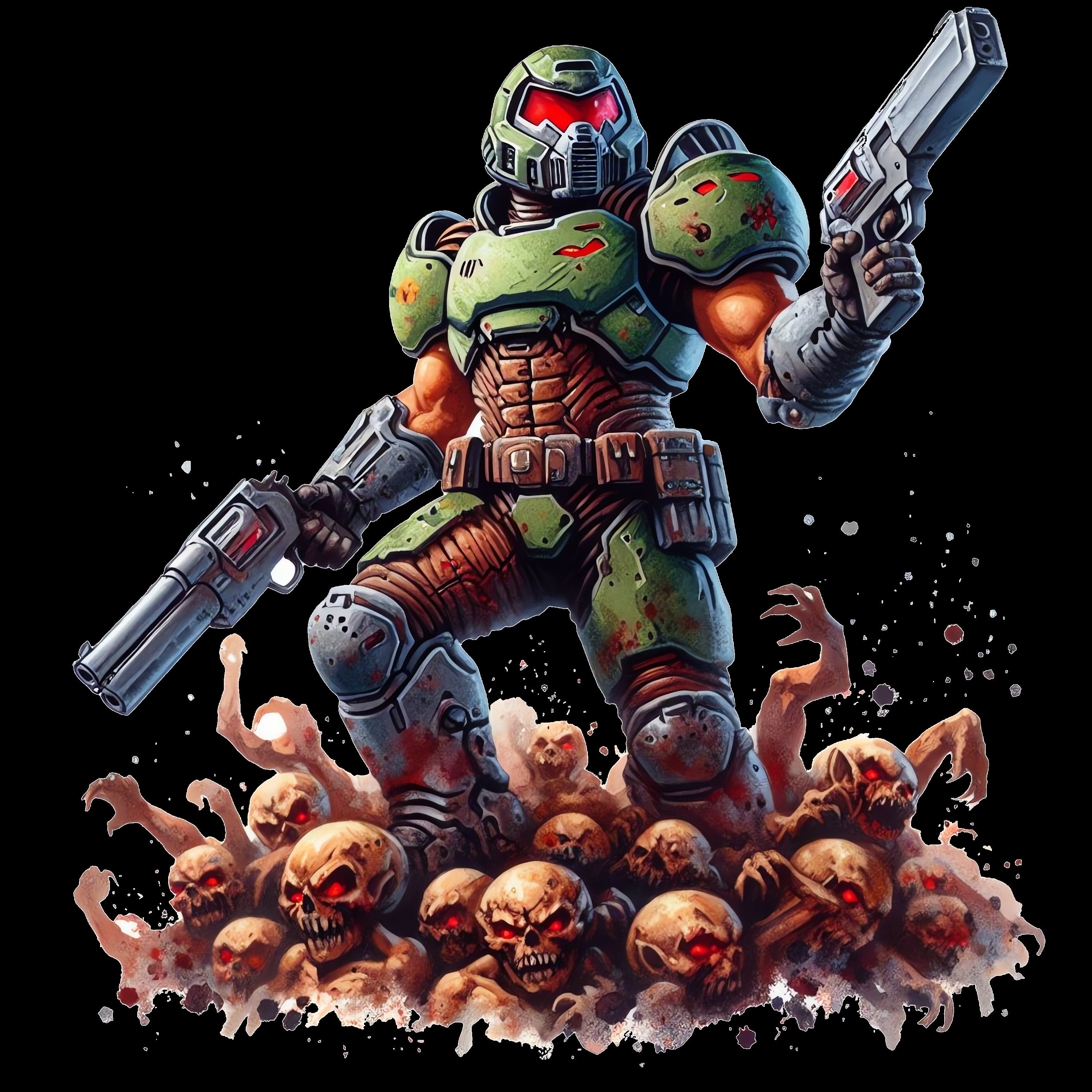 Retro Gaming Doom Slayer PNG Digital Download Game Room Decor, DTG ...