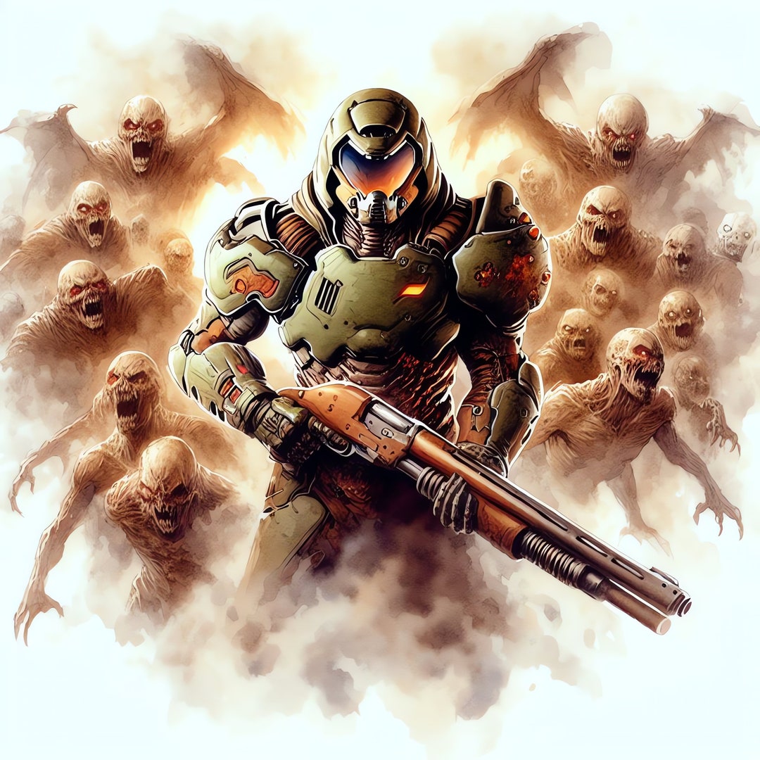 Doom Slayer PNG Digital Download Game Room Decor, DTG, Sublimation ...
