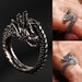 Adjustable Dragon Ring, Silver and Black Dragon Ring, Gothic Animal ...