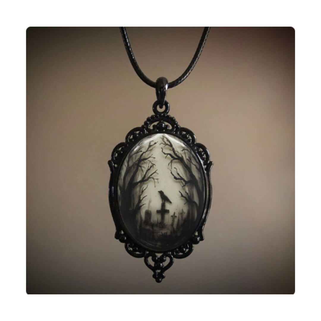 Gothic Necklace, Vampire Necklace, Gothic Cameo, Halloween Embossed ...