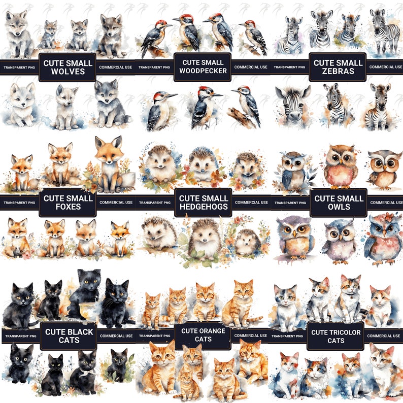 1100 Animals Clipart Megabundle COMMERCIAL USE mega Bundle Png animated ...