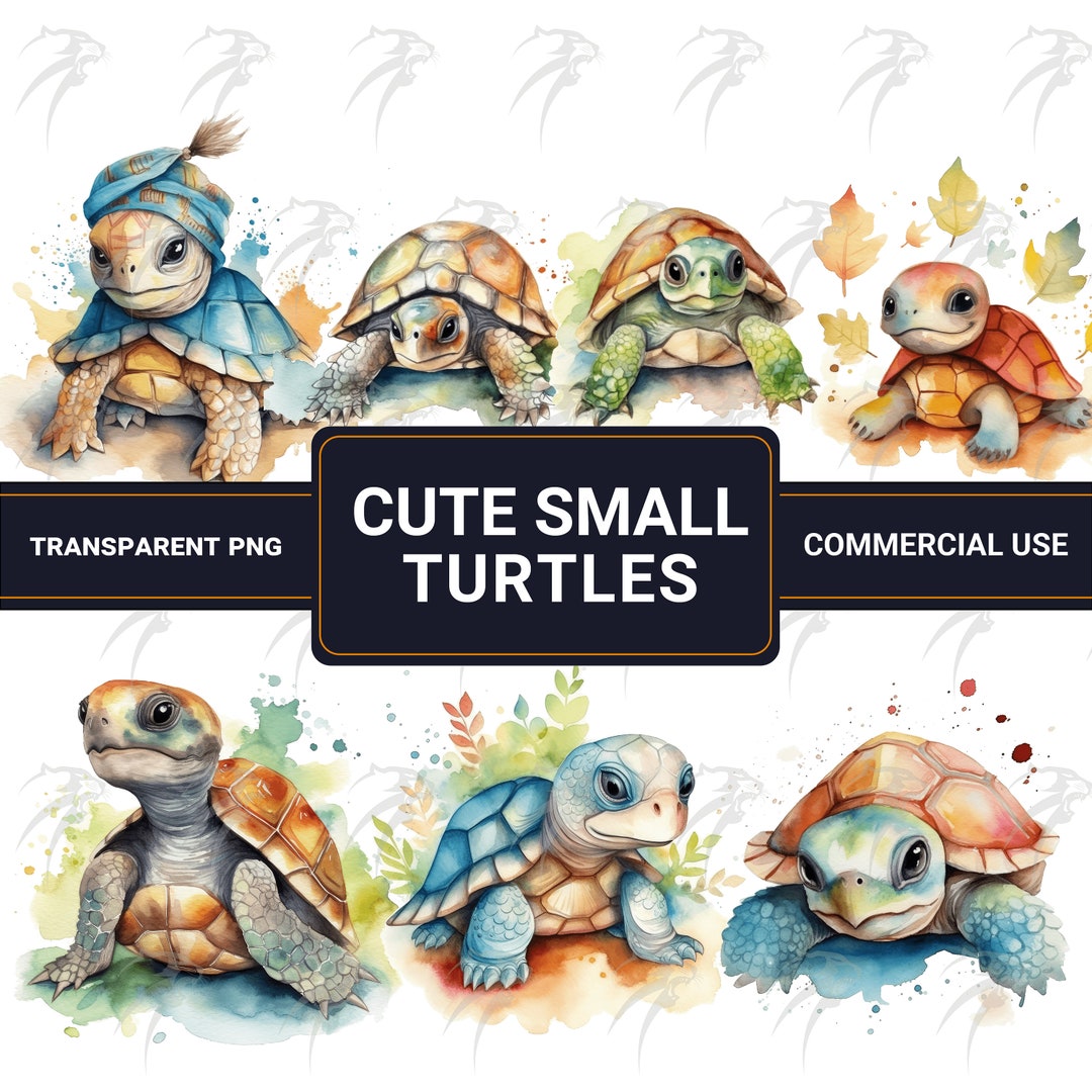 Watercolor Cute Small Turtle 20 High Quality Digital Art - Etsy