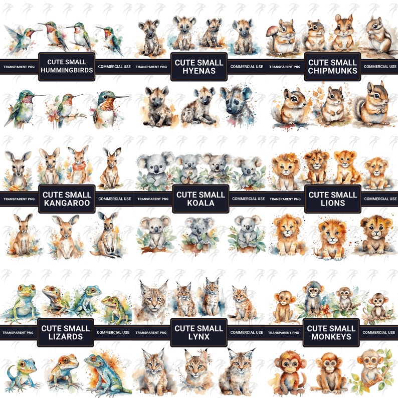 1100 Animals Clipart Megabundle COMMERCIAL USE mega Bundle Png animated ...