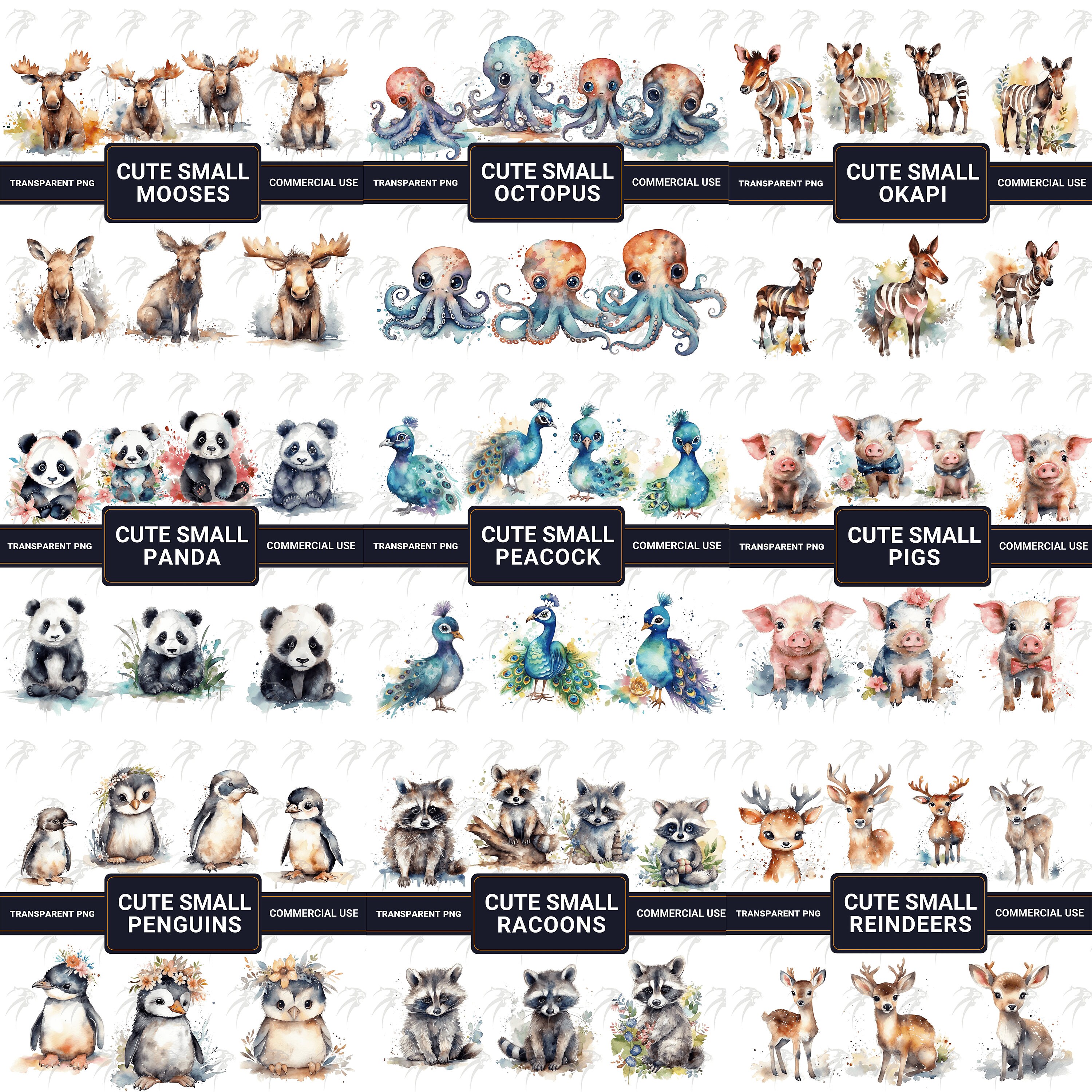 1100 Animals Clipart Megabundle COMMERCIAL USE mega Bundle Png animated ...