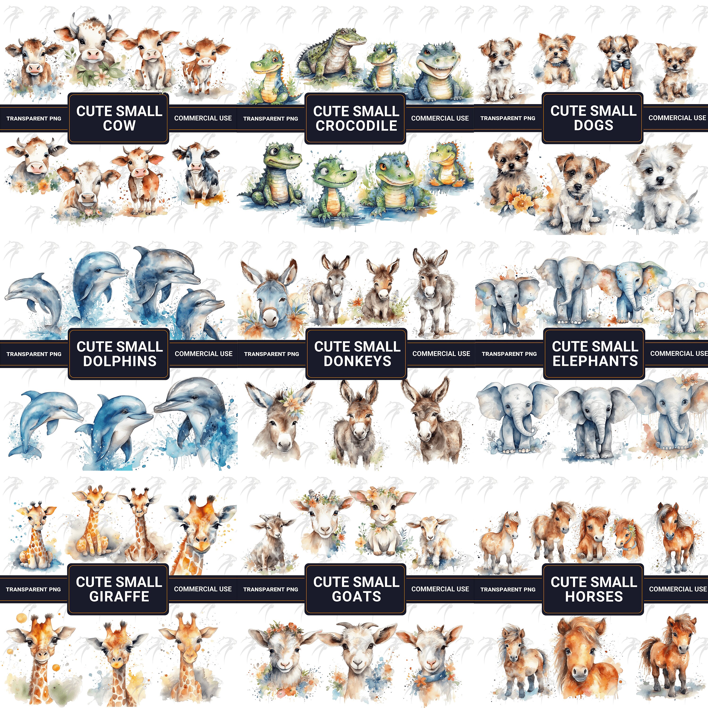 1100 Animals Clipart Megabundle COMMERCIAL USE mega Bundle Png animated ...