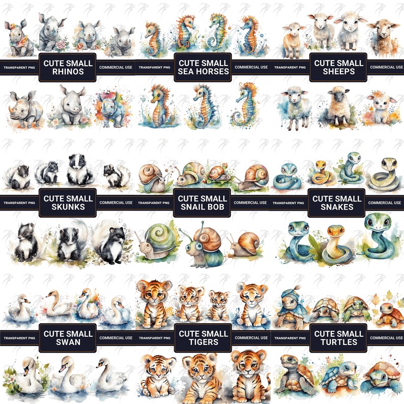 1100 Animals Clipart Megabundle COMMERCIAL USE mega Bundle Png animated ...